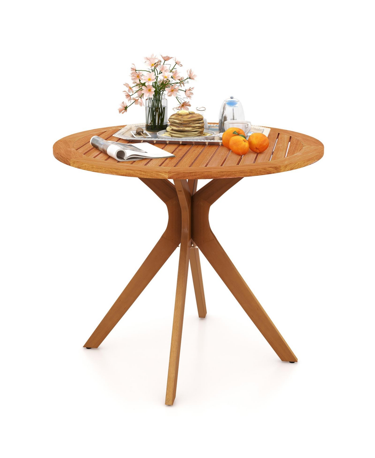 Click here for Patio Wood Dining Table with Slatted Tabletop and... prices