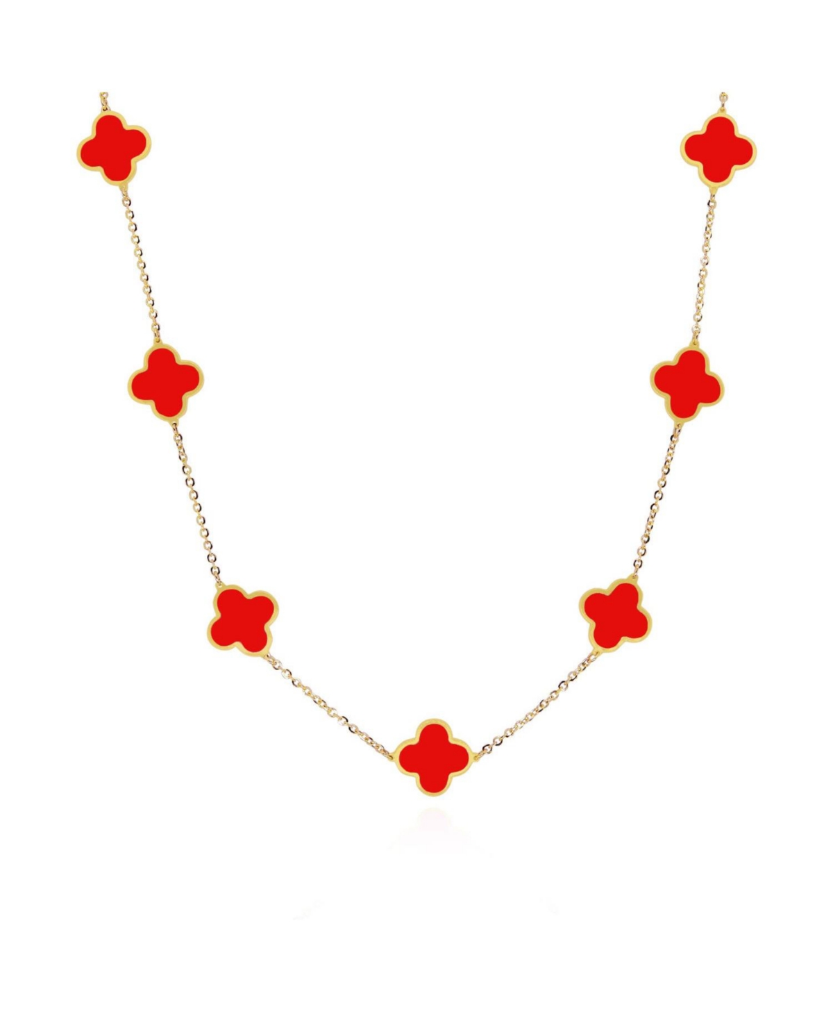 Click here for The Lovery Small Coral Clover Necklace 14K Gold -... prices
