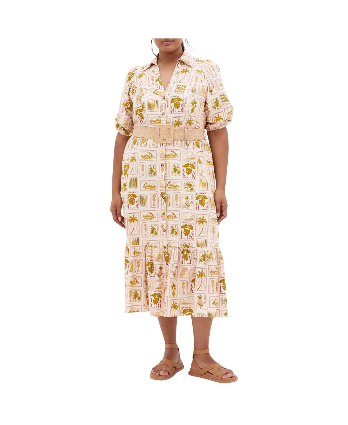 Click here for City Chic Plus Size Anna Tropics Dress - Cool trop... prices