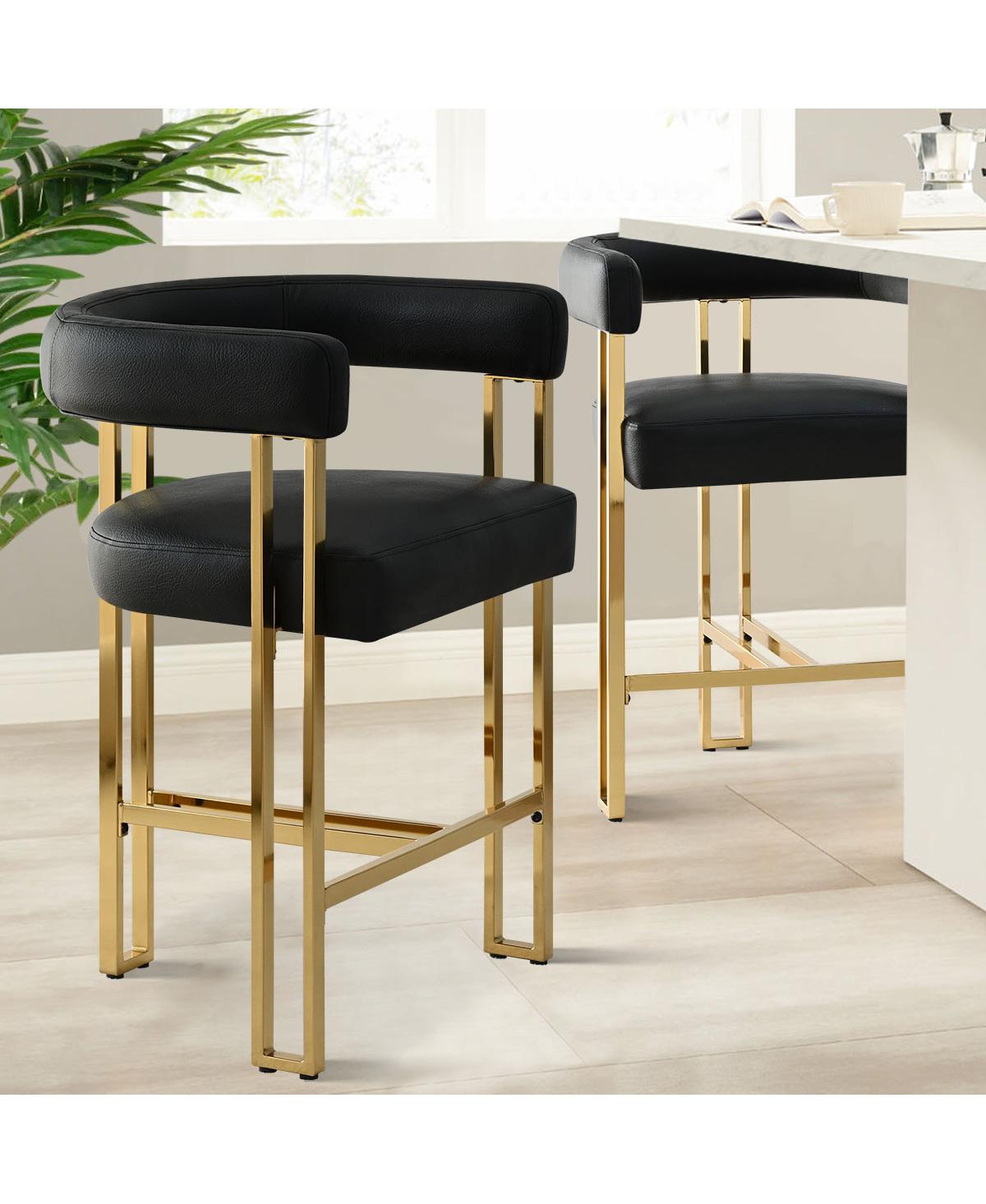 Click here for Modern Black Faux Leather Bar Stools Set of 2 ... prices