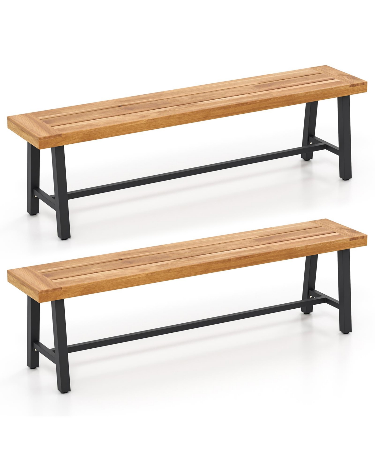 Click here for 3-Person Acacia Patio Wood Outdoor Backless Bench-... prices