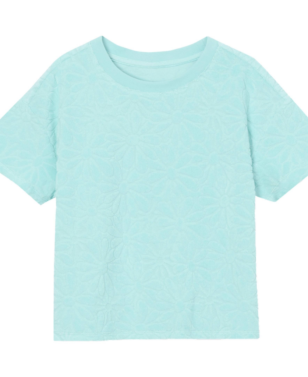 Click here for Lands End Girls Terry T-Shirt - Baja blue daisies prices