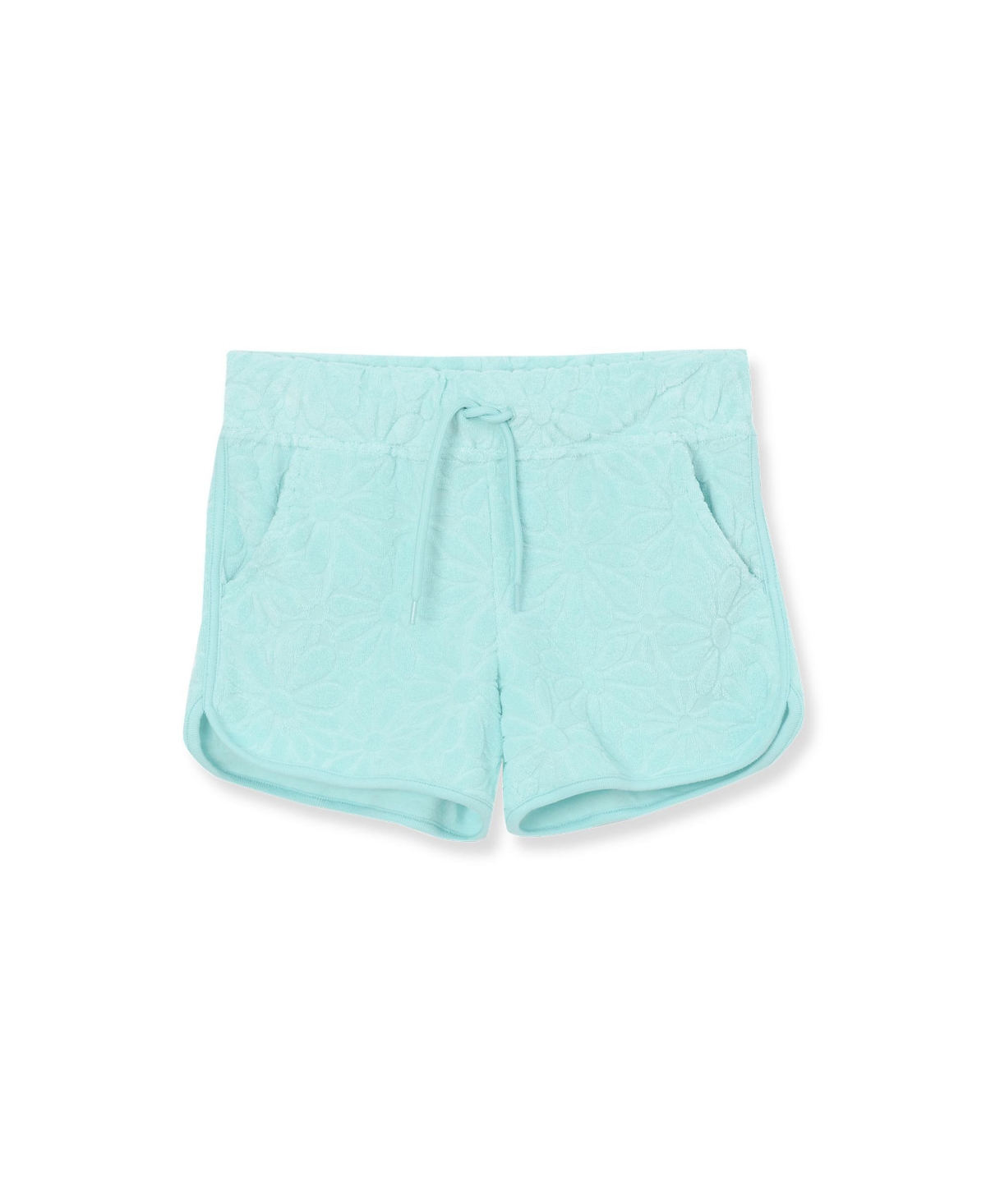 Click here for Lands End Girls Terry Pull On Shorts - Baja blue d... prices