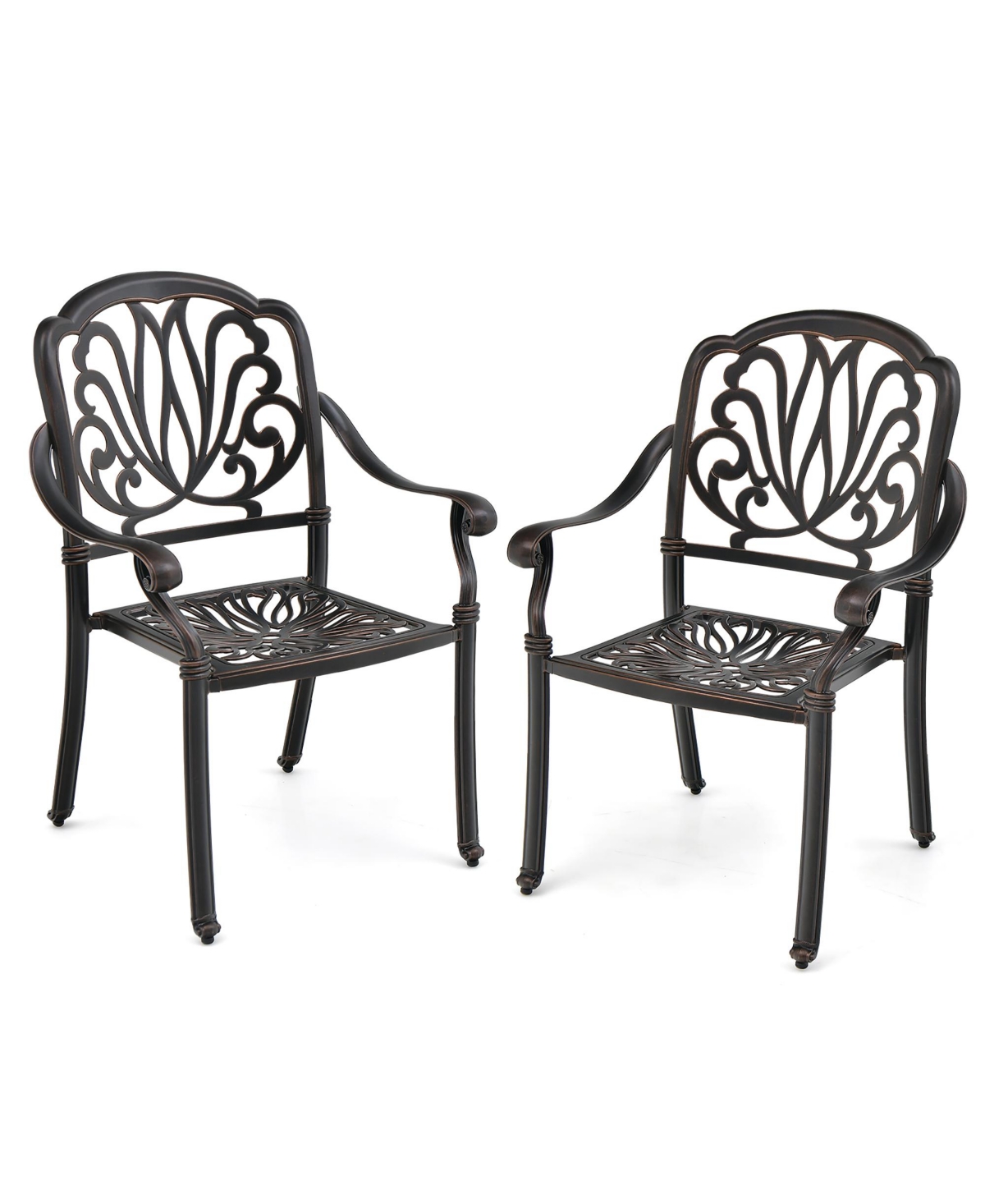 Click here for Gymax 2 Pieces Cast Aluminum Chairs Set of 2 Stack... prices