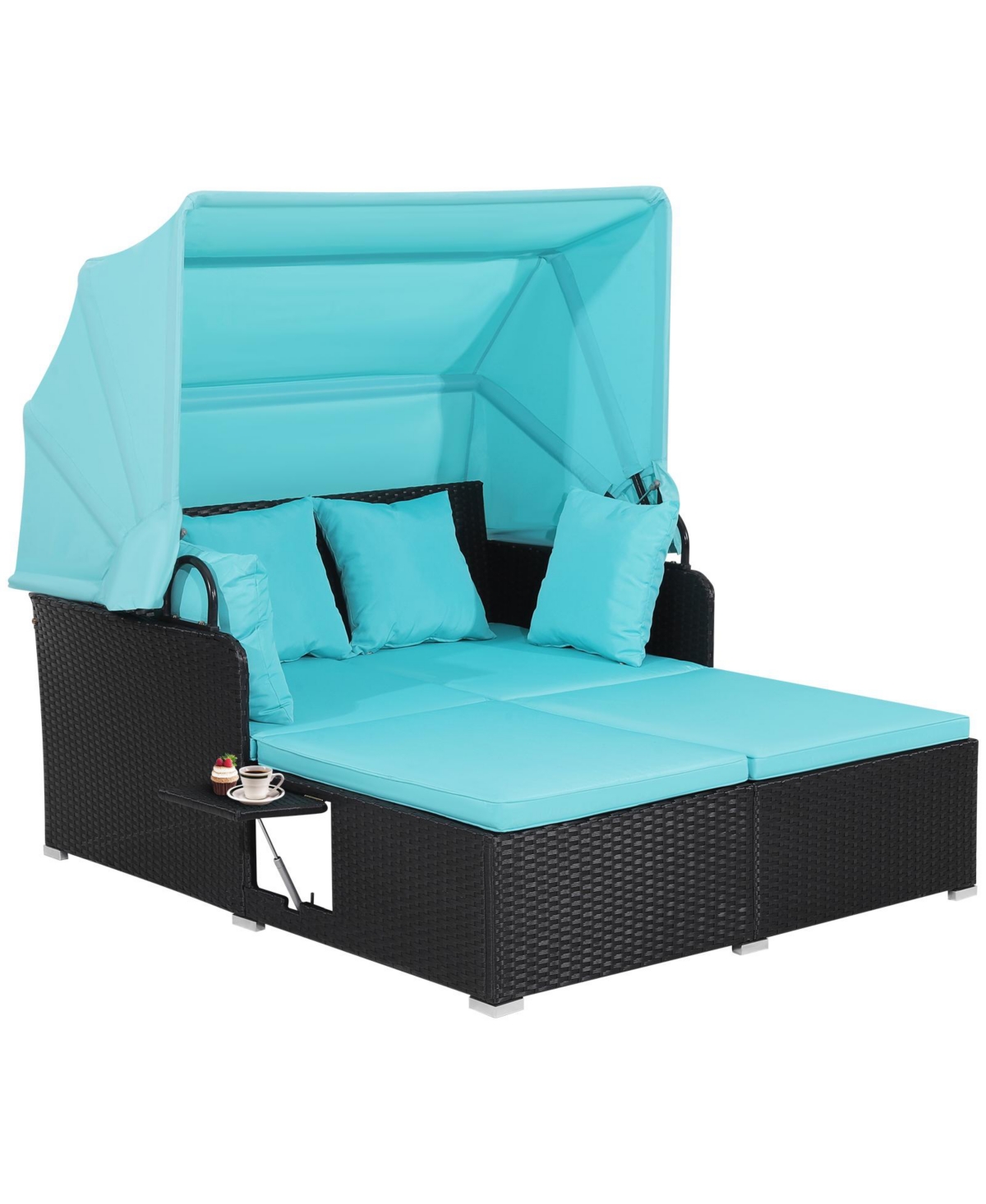 Click here for Patio Rattan Daybed with Retractable Canopy and Si... prices