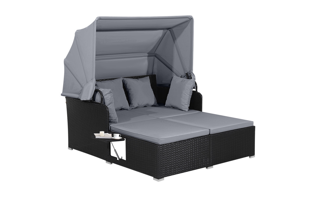 Click here for Patio Rattan Daybed with Retractable Canopy and Si... prices