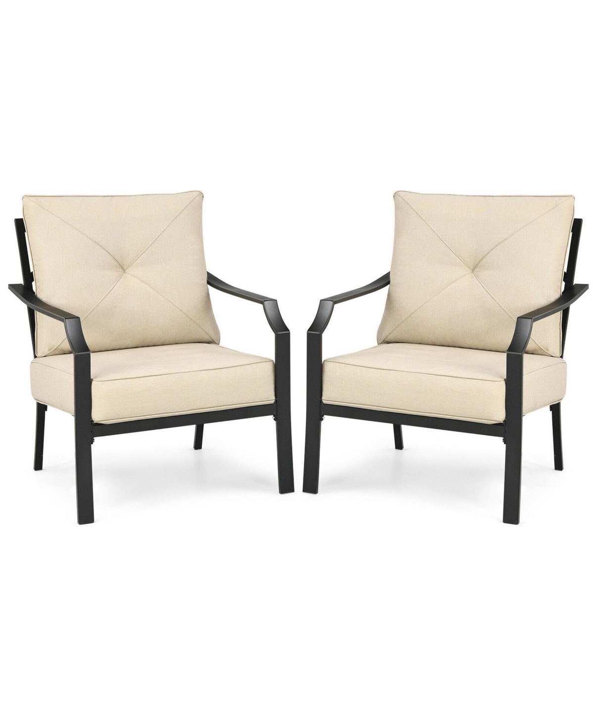 Click here for Gymax 2 Pcs Patio Dining Chairs Set with Padded Cu... prices