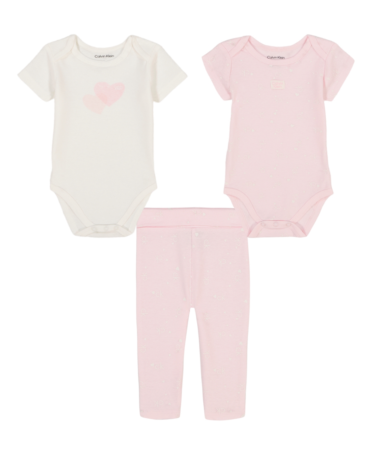 Click here for Calvin Klein Baby Girls 3-Piece Logo Hearts Bodysu... prices