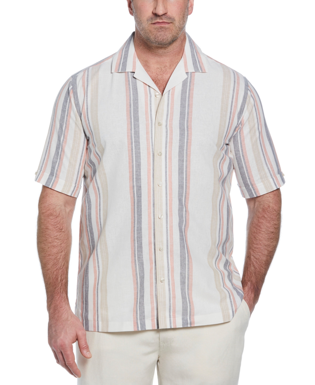 Click here for Cubavera Mens Big & Tall Linen Stripe Shirt - Egre... prices