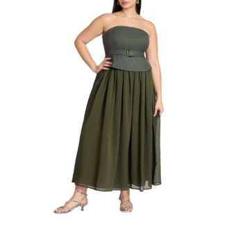 ELOQUII Women's Plus Size Strapless Flowy Maxi Dress - Macy's