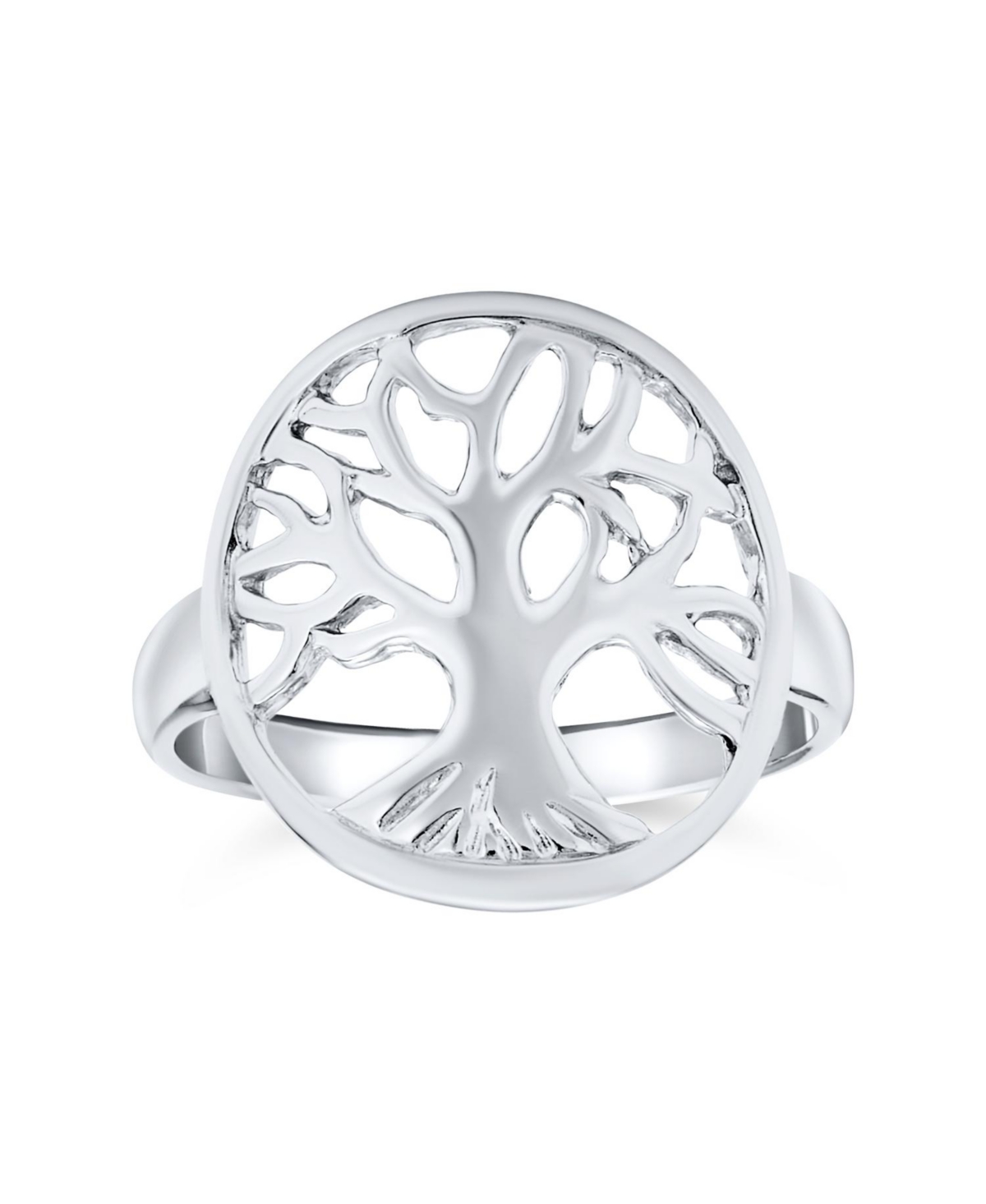 Bling Jewelry Silver Ring: Large Open Round Family Tree of Life Sterling Statement Piece - Silver