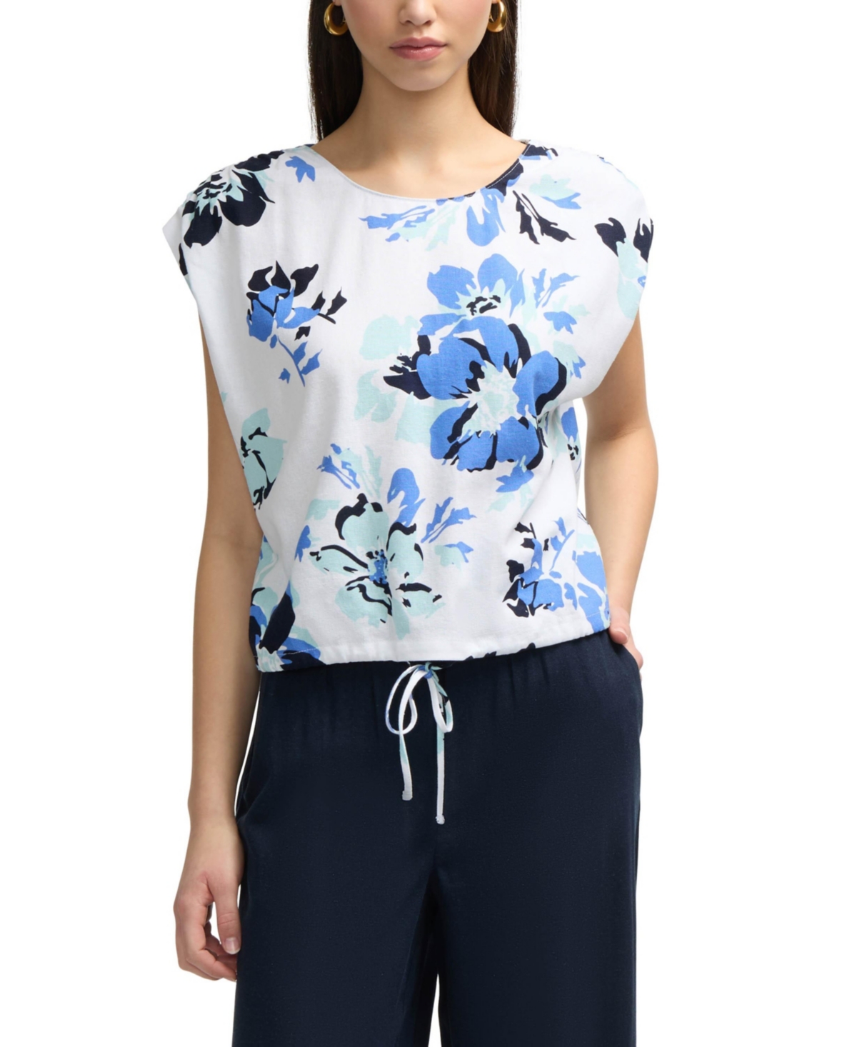Click here for Ellen Tracy Womens Linen Blend Top with Drawstring... prices