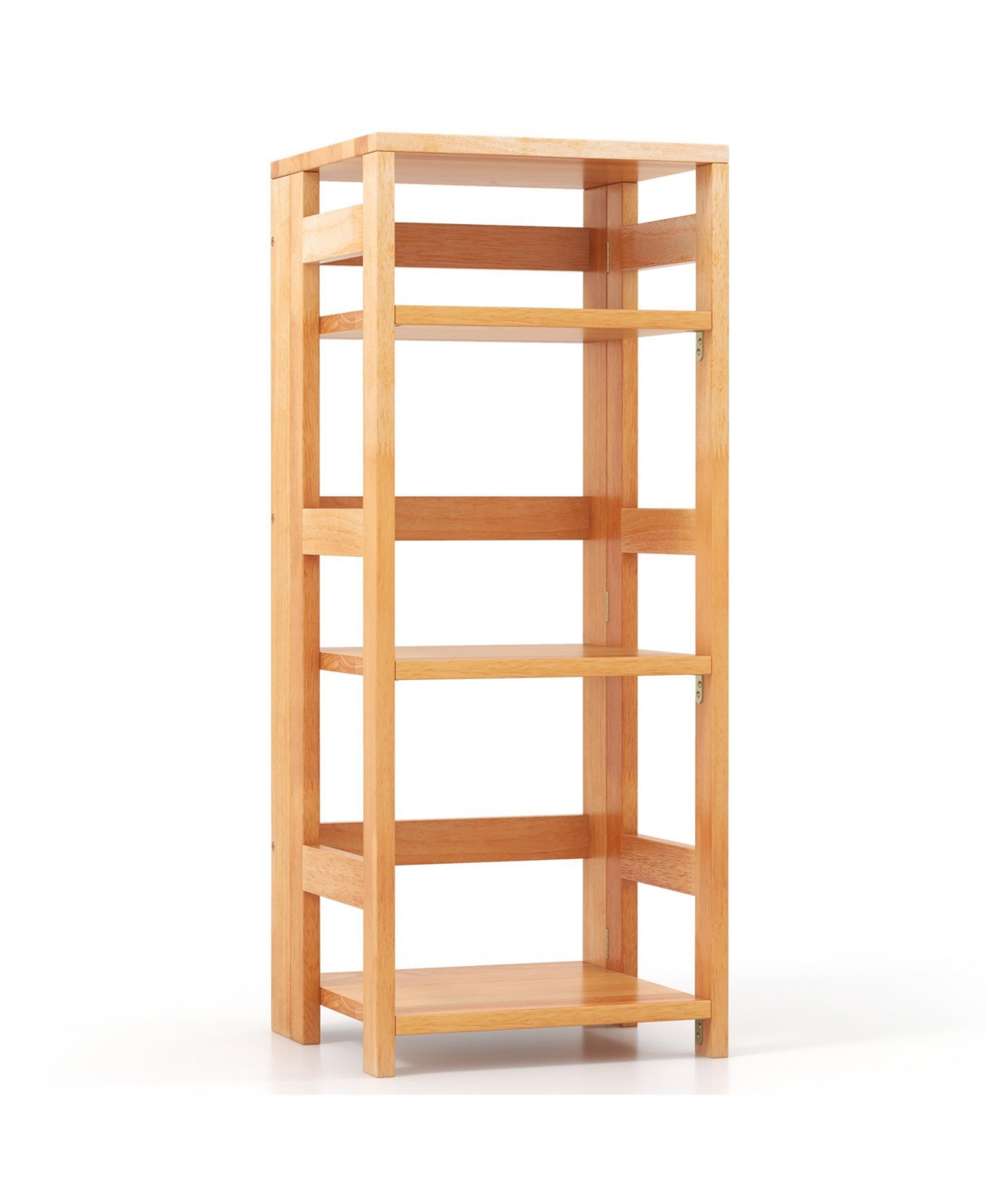 Click here for 4-Tier Bookshelf Rubber Wood Bookcase with Side Fe... prices