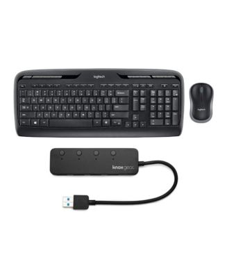 Logitech MK320 Wireless Keyboard and Mouse with Knox 3.0 4 Port USB Hub ...