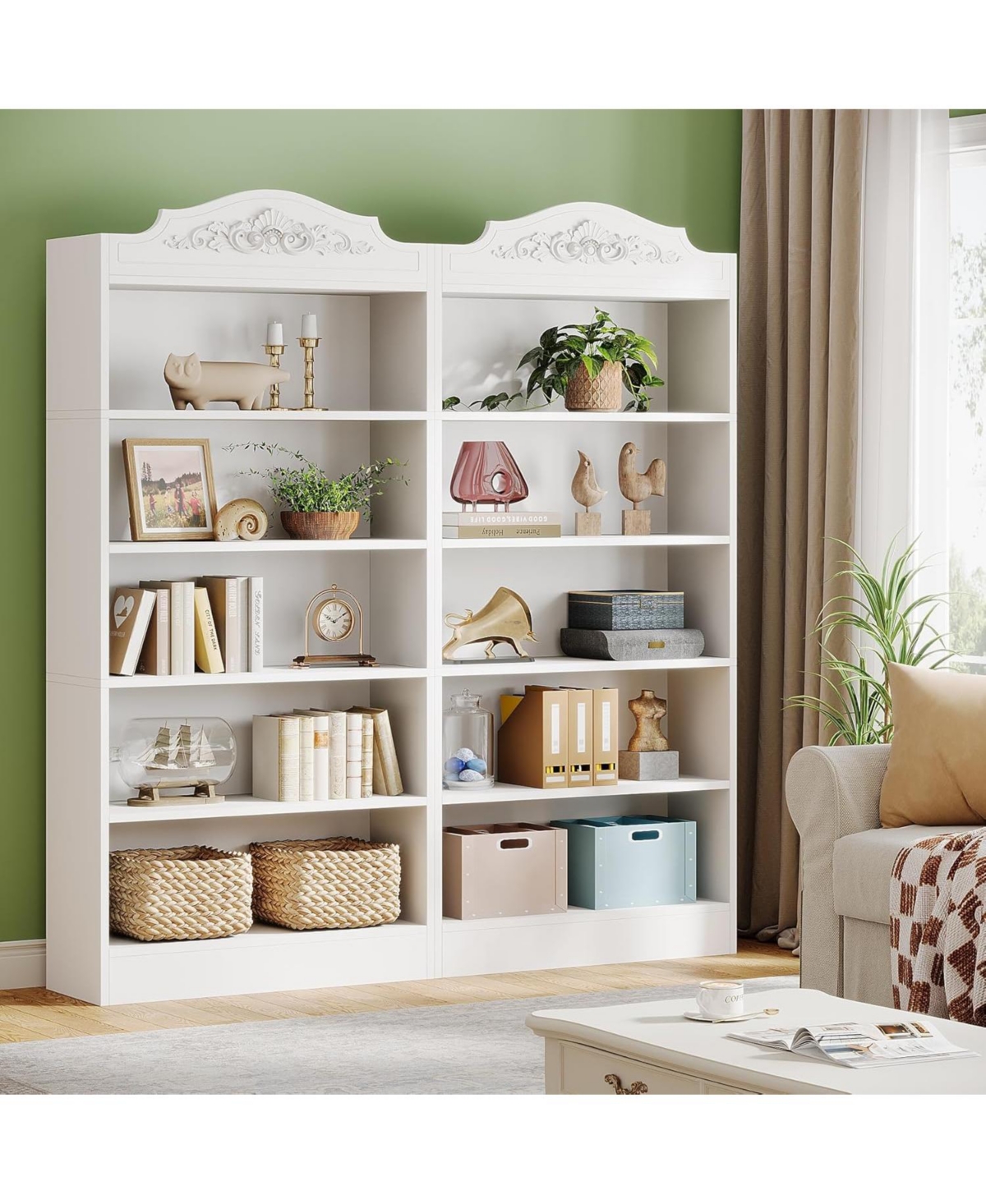 Click here for Tribesigns Set of 2 Tall Bookcase  Modern 5-Shelf... prices