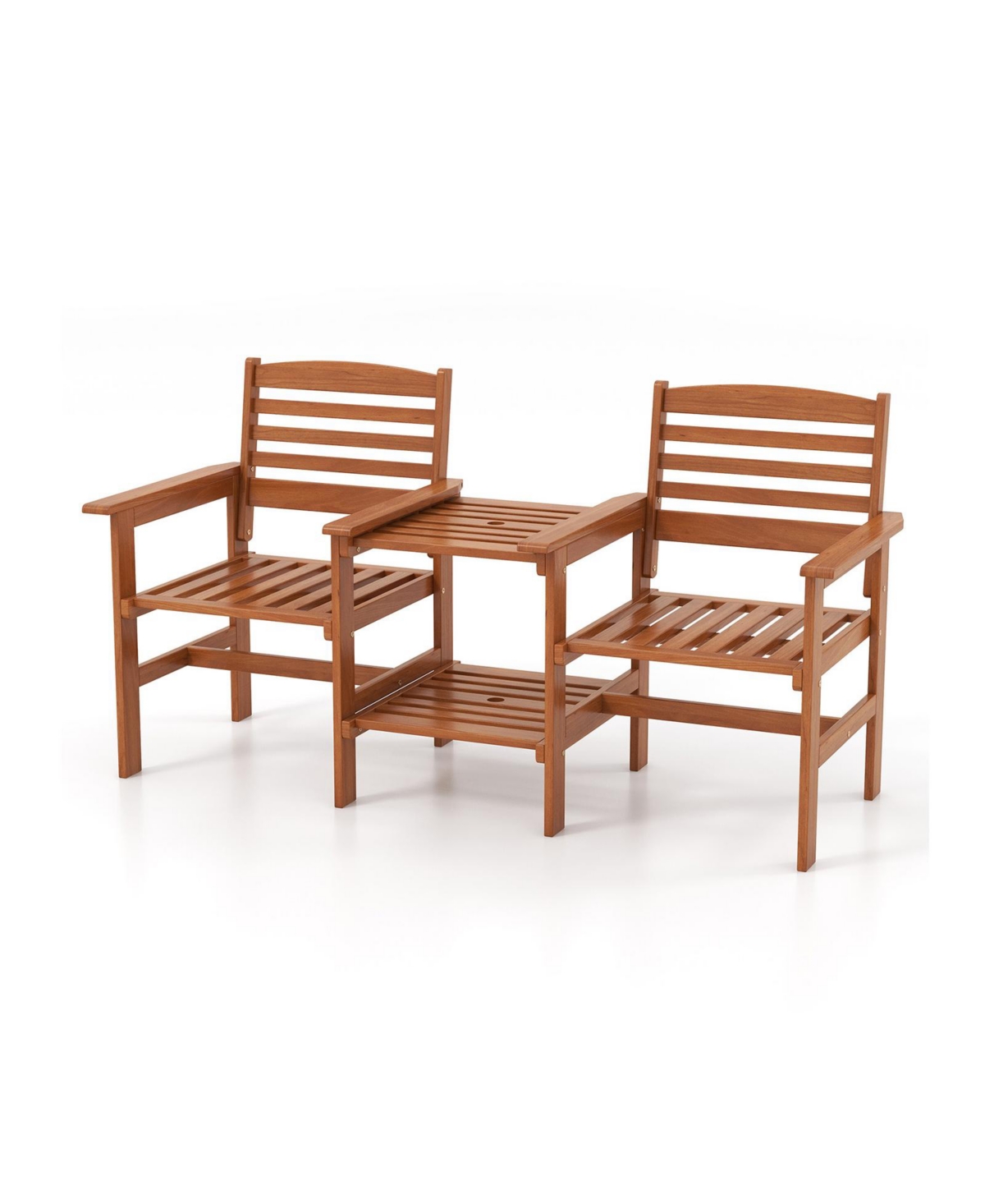 Click here for Outdoor Patio Wood 2-Seat Conversation Set with Co... prices