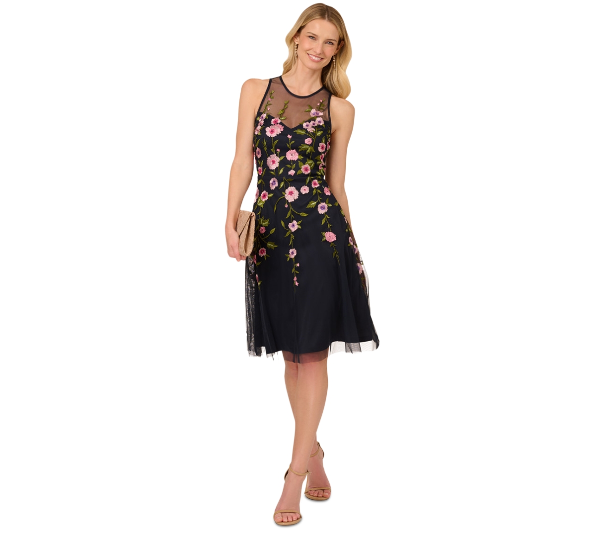 Click here for Adrianna Papell Womens Embroidered Beaded Fit & Fl... prices