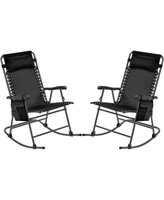Yaheetech 2pcs 26in Foldable Outdoor Rocking Lounger, Navy Blue - Macy's