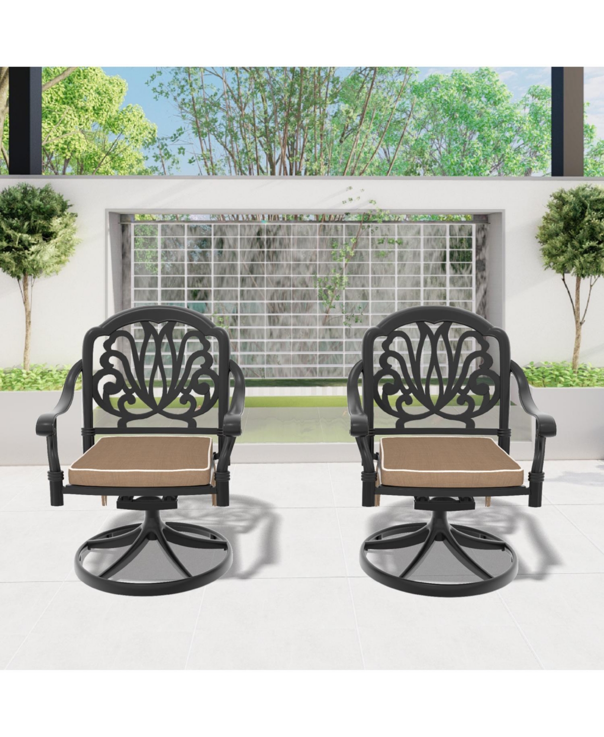 Click here for Streamdale Cast Aluminum Patio Swivel Chair 2PCS W... prices