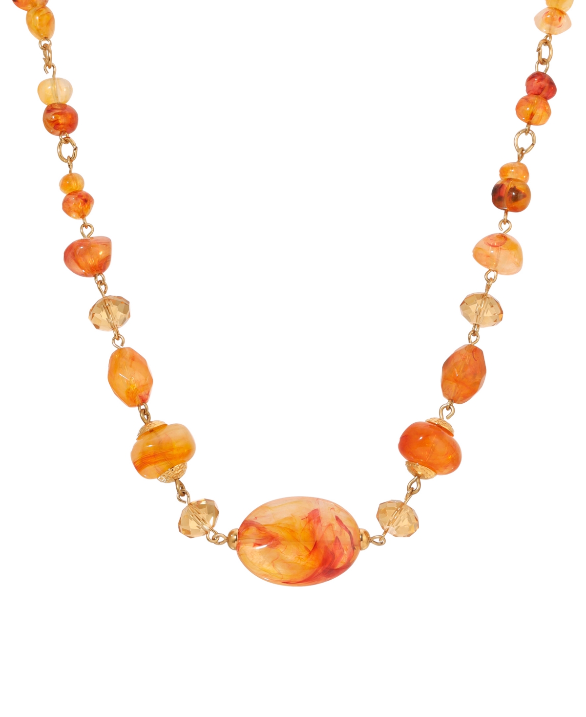 Click here for 2028 Faux Amber Bead Necklace - Brown prices