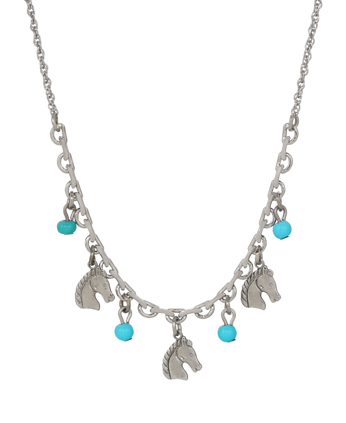 Click here for 2028 Silver-Tone Horse Turquoise Acrylic Bead Neck... prices