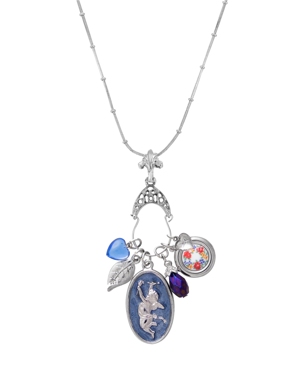 Click here for 2028 Blue Angel Charm Holder Necklace - Blue prices