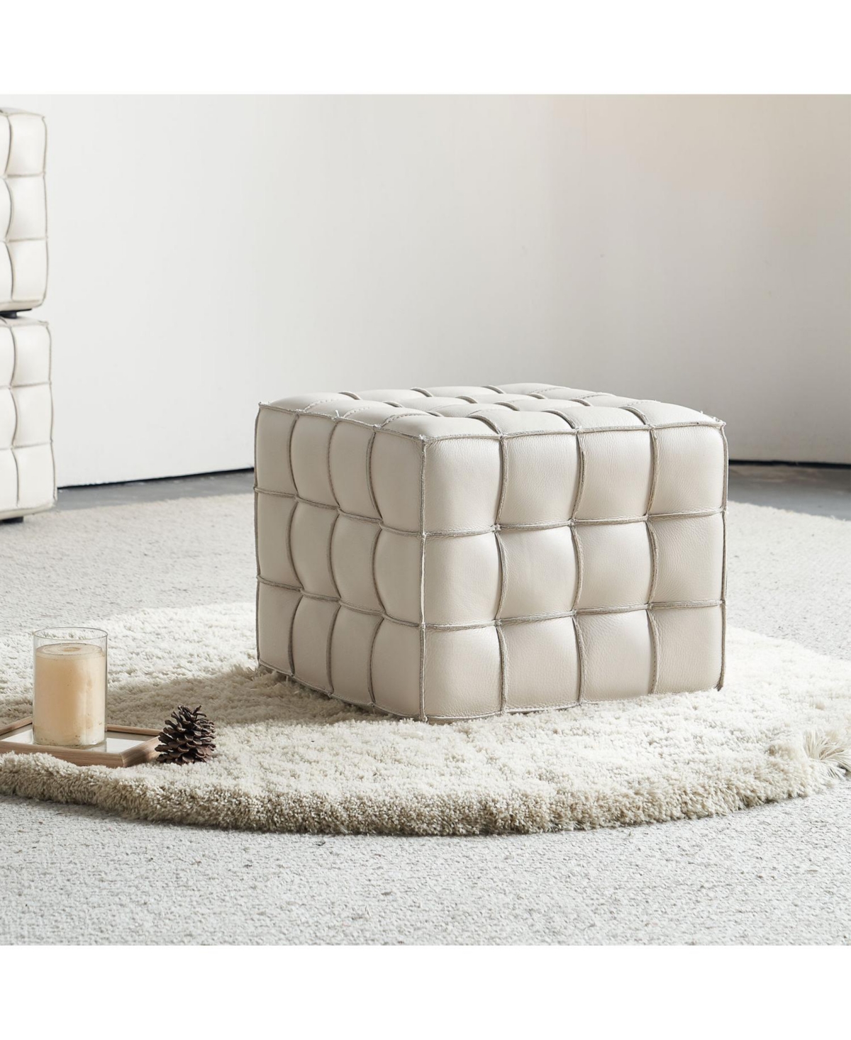 Click here for Streamdale 17.32"W Genuine Leather Tufted Ott... prices