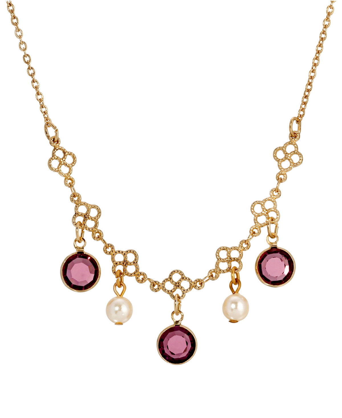 Click here for 2028 Gold Tone Crystal Faux Cultivated Pearl Bib N... prices