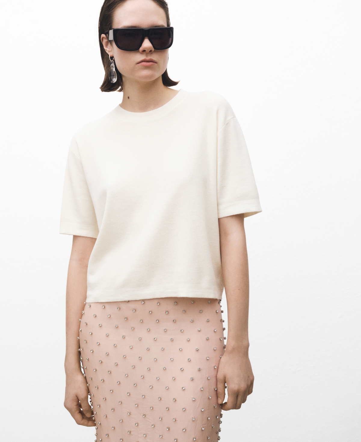 Click here for Mango Womens Short-Sleeved Wool-Blend Sweater - Ec... prices