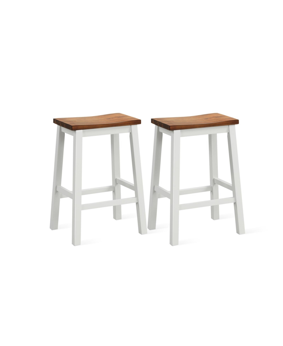 Click here for Set of 2 Saddle Stools Bar Stools with Footrests f... prices