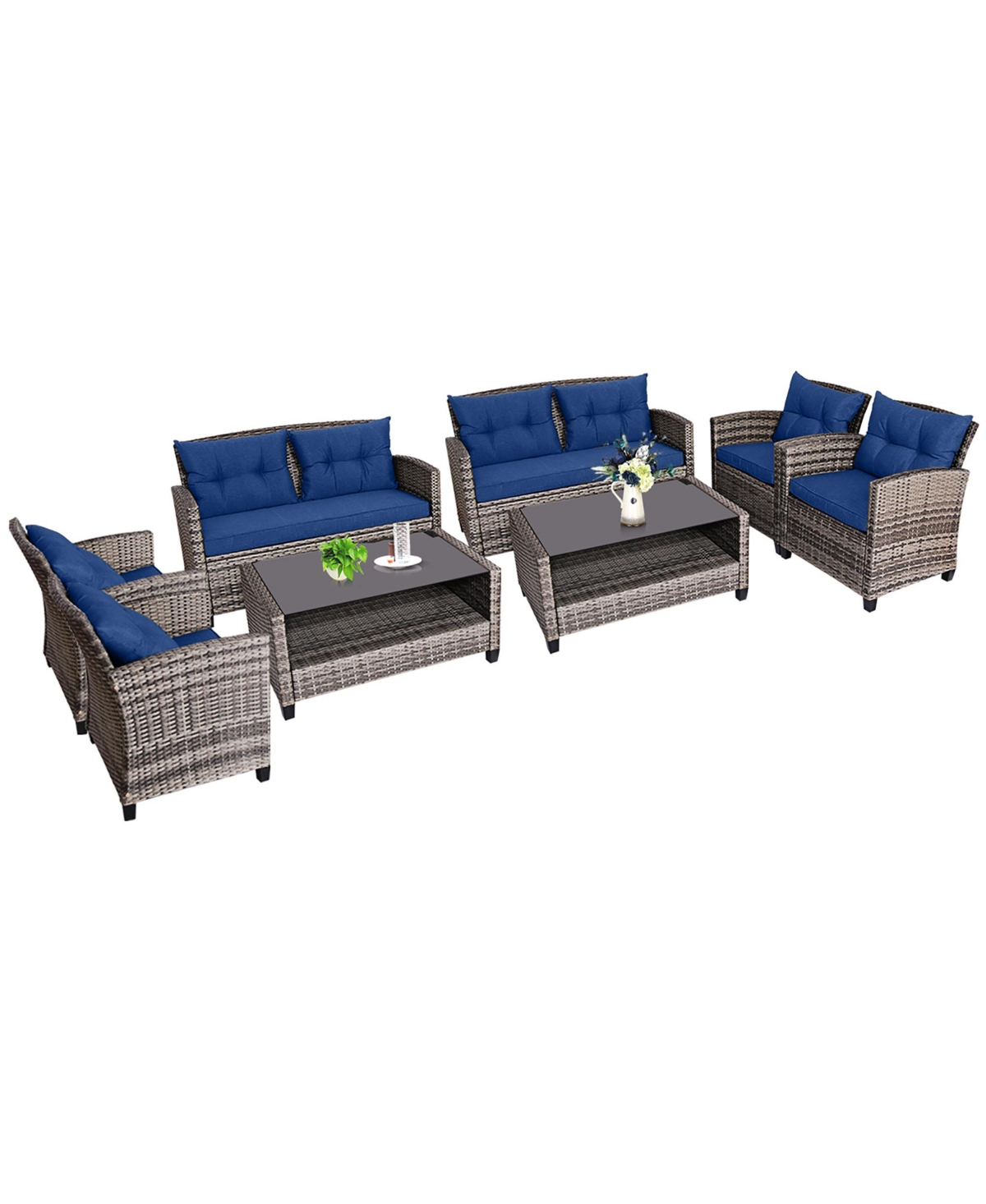 Click here for Gymax 8 Pcs Patio Rattan Furniture Set Coffee Tabl... prices
