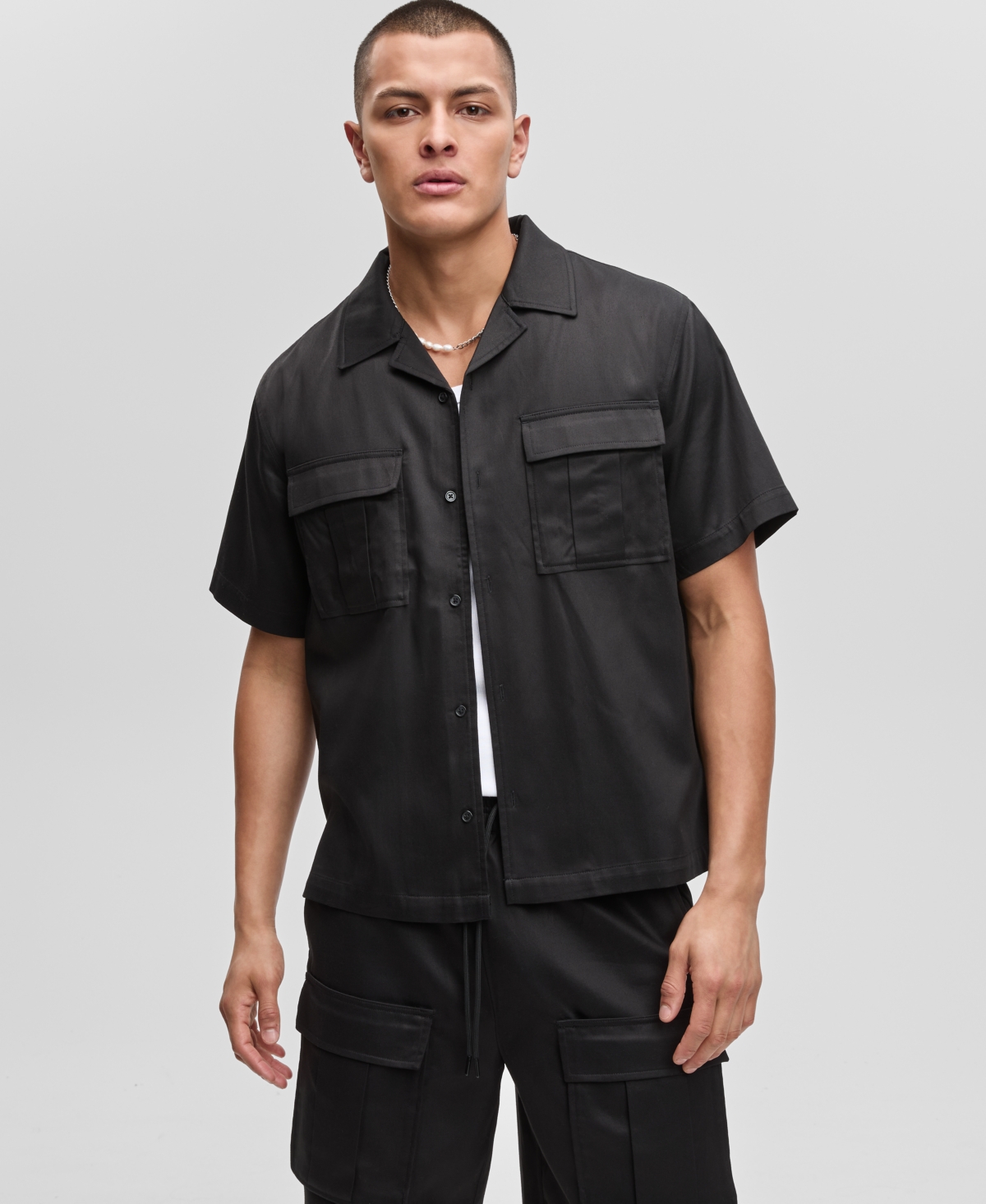 Click here for Mode of One Mens Camp Collar Twill Shirt  Exclusiv... prices