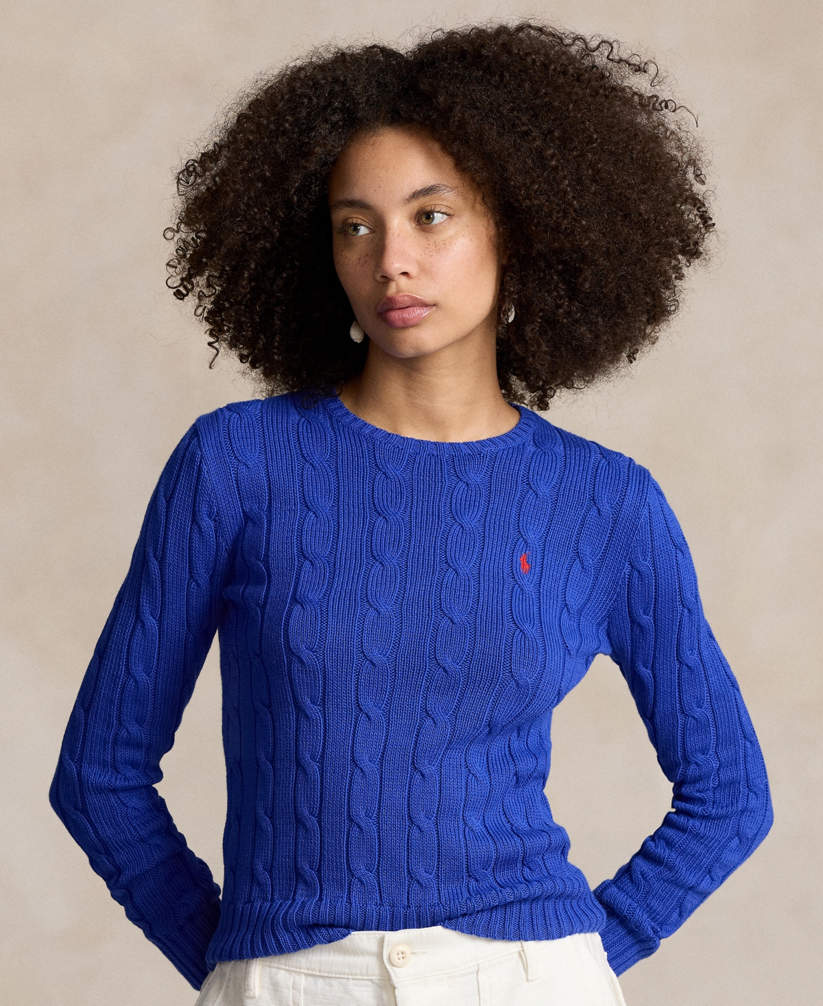 Click here for Polo Ralph Lauren Womens Cable-Knit Cotton Crewnec... prices