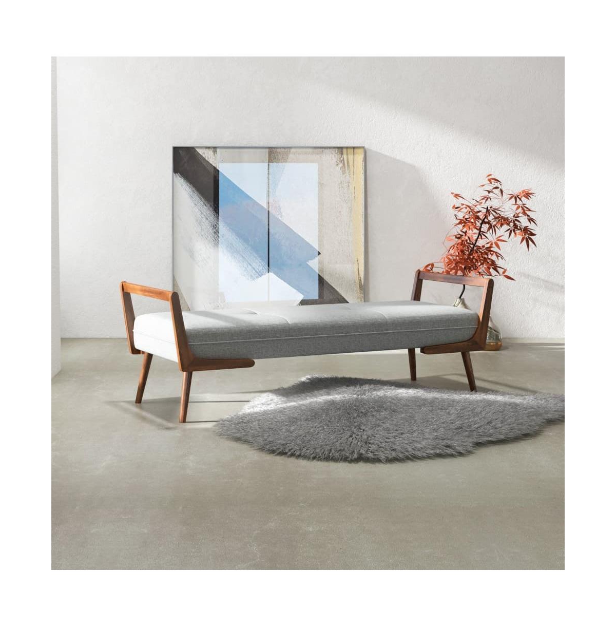Click here for Mid-Century Modern Gray Upholstered Bench  Tufted... prices