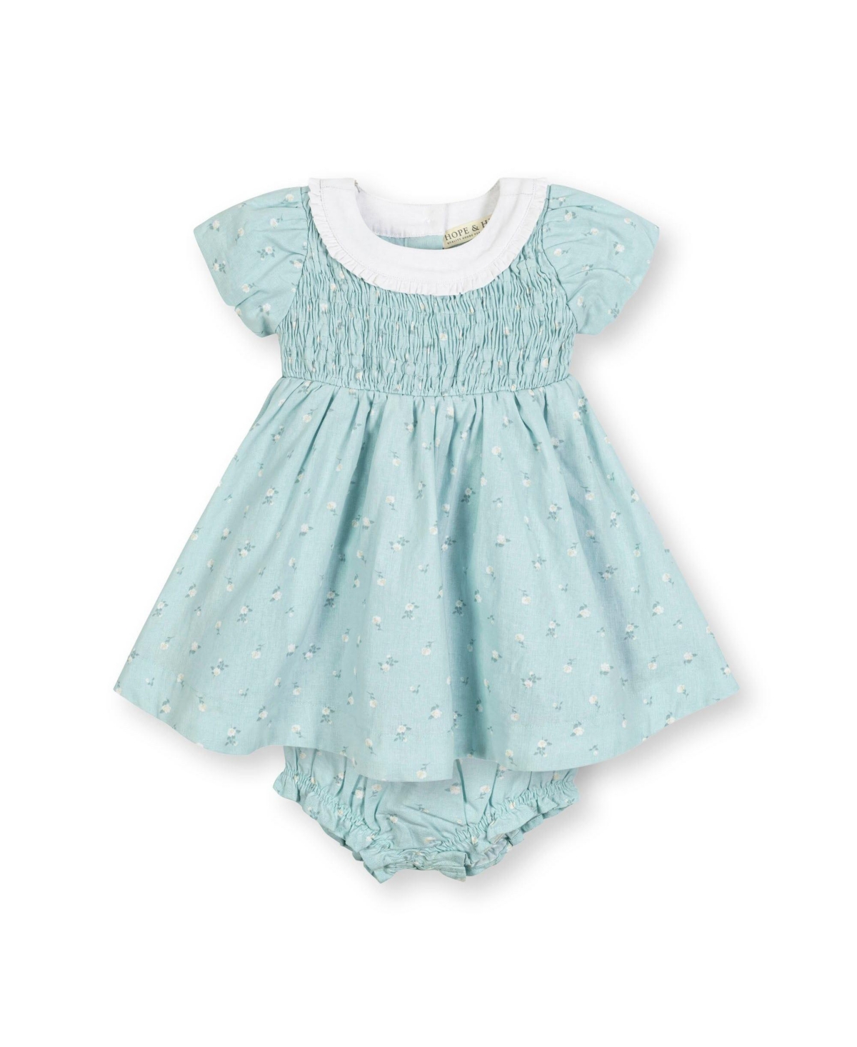 Click here for Hope & Henry Baby Short Sleeve Linen Dress with Ru... prices
