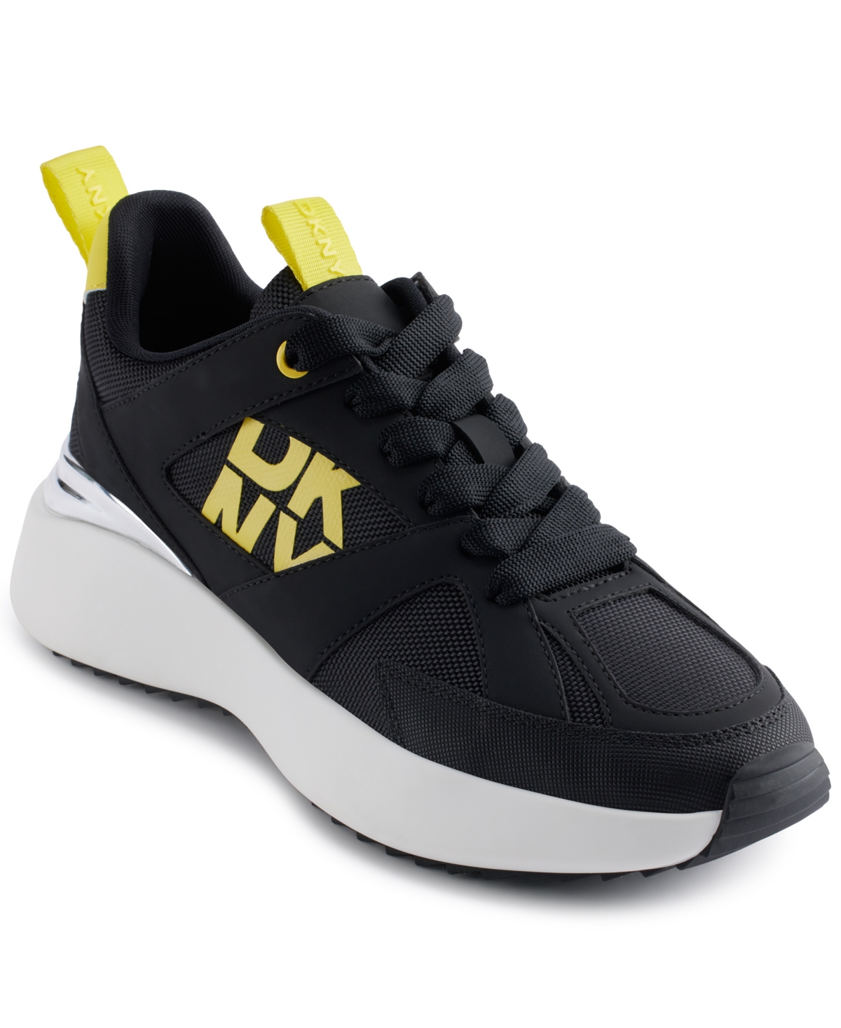 Click here for Dkny Womens Zofi Lace-Up Sneakers - Black/Yellow prices