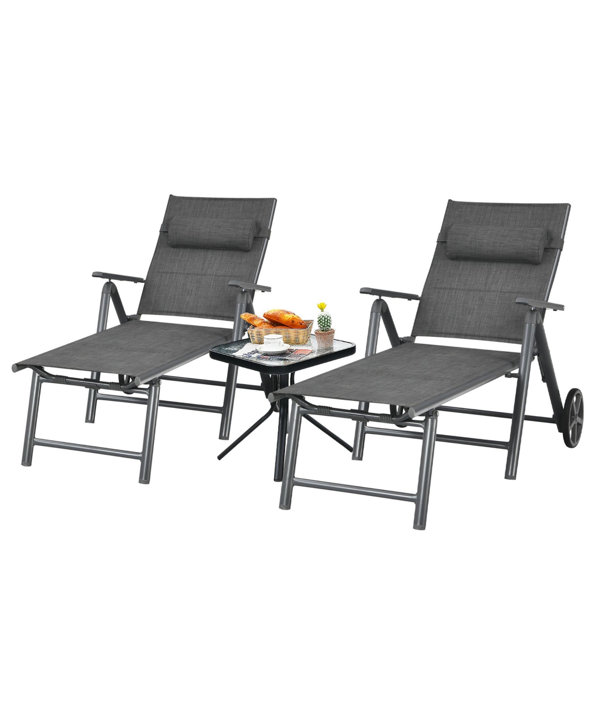 Click here for 2PCS Patio Reclining Chaise Lounge Padded Chair Al... prices
