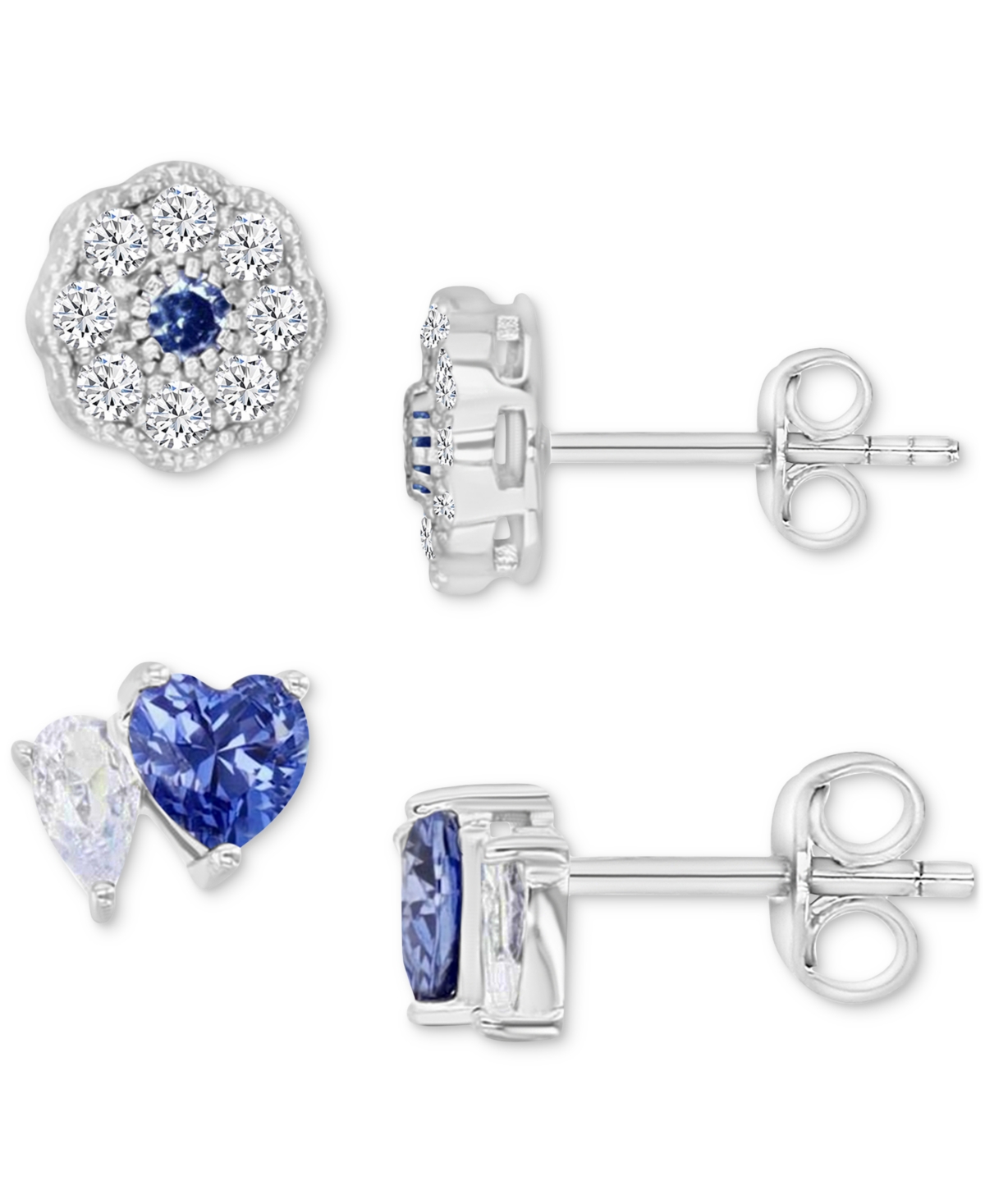 Click here for 2-Pc. Set Blue & White Cubic Zirconia Flower & Hea... prices