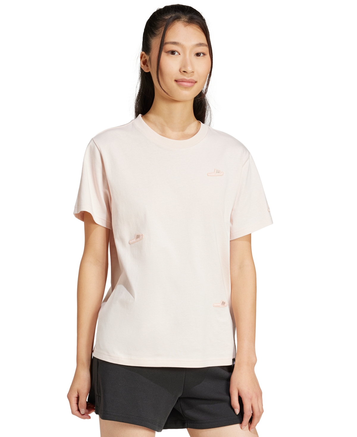 Click here for adidas Womens Cotton Logo Slide Crewneck T-Shirt -... prices