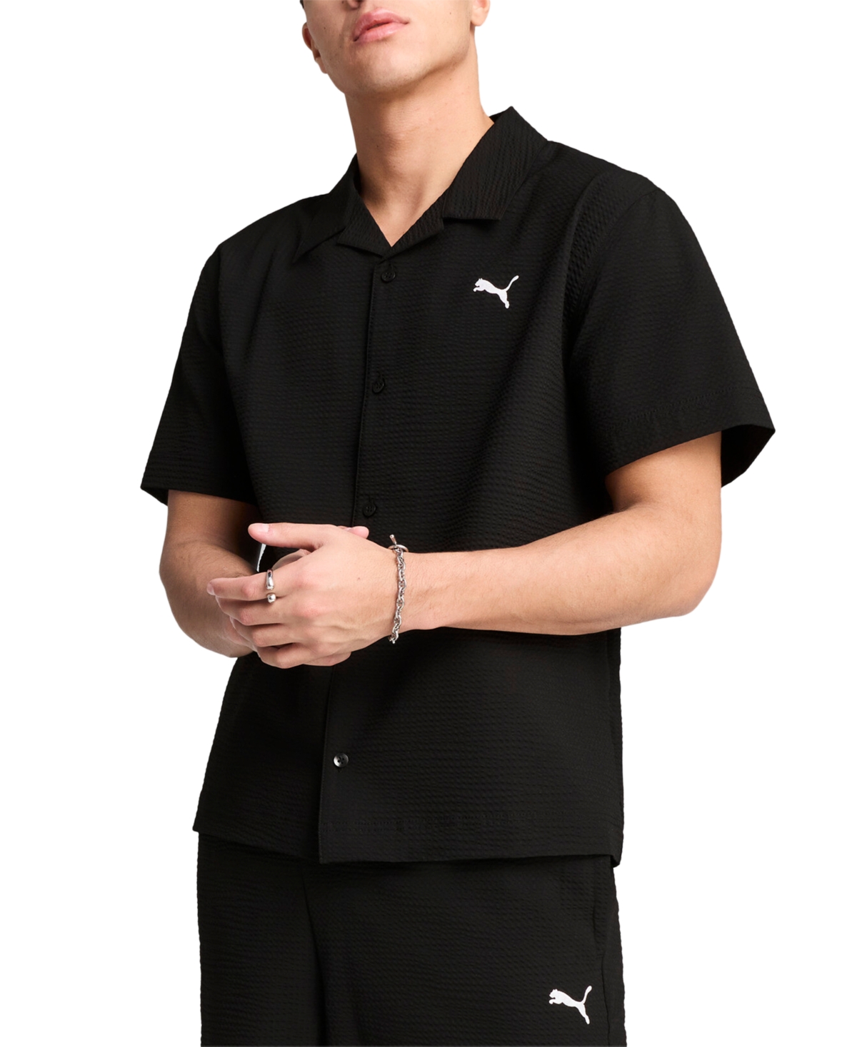 Click here for Puma Mens Regular-Fit Button-Down Seersucker Camp... prices