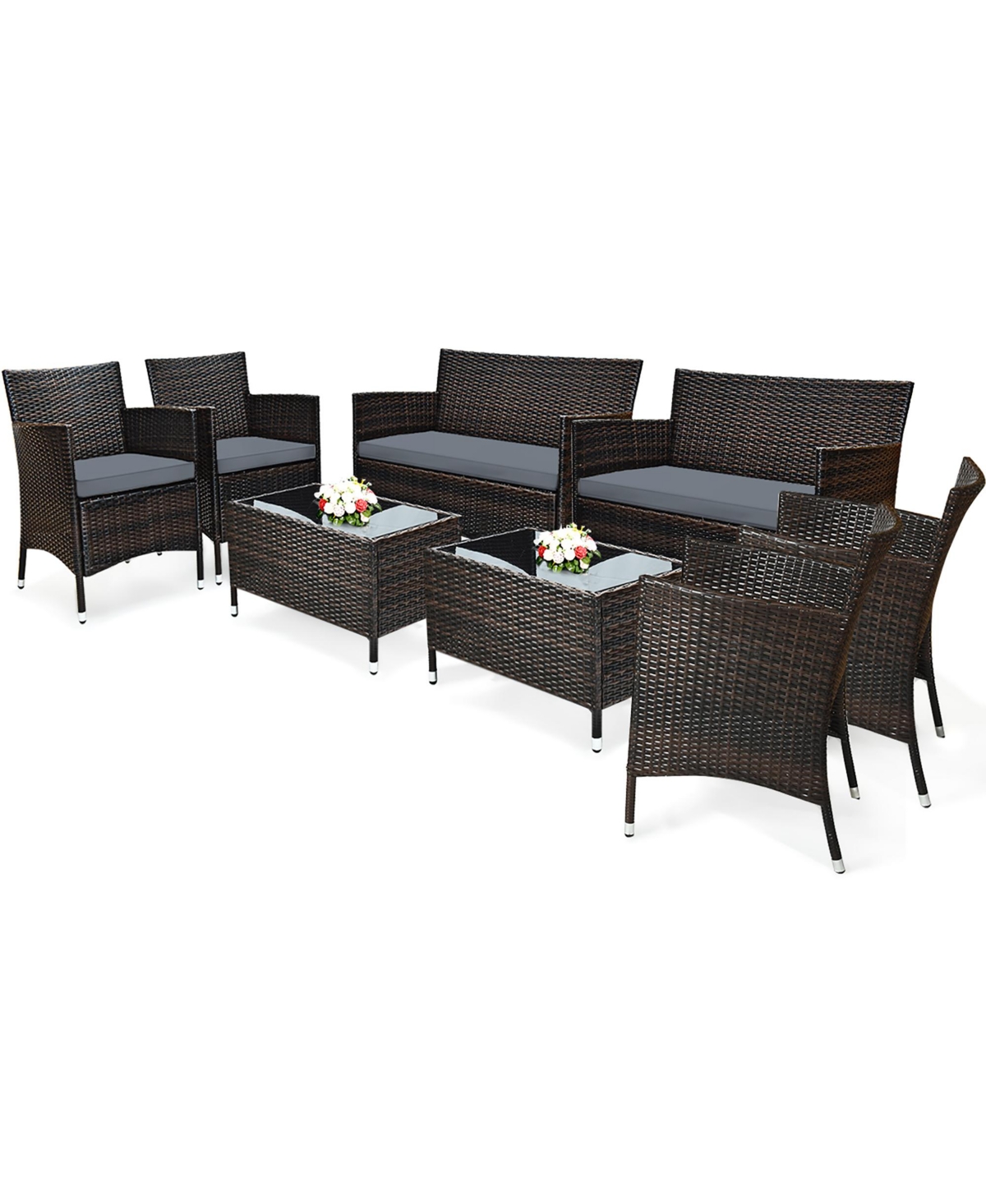 Click here for Gymax 8 Pcs Rattan Outdoor Patio Conversation Set... prices