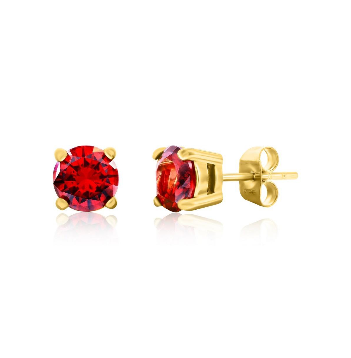 Click here for Stainless Steel  7mm Round Red Cz Studs - Gold Pla... prices