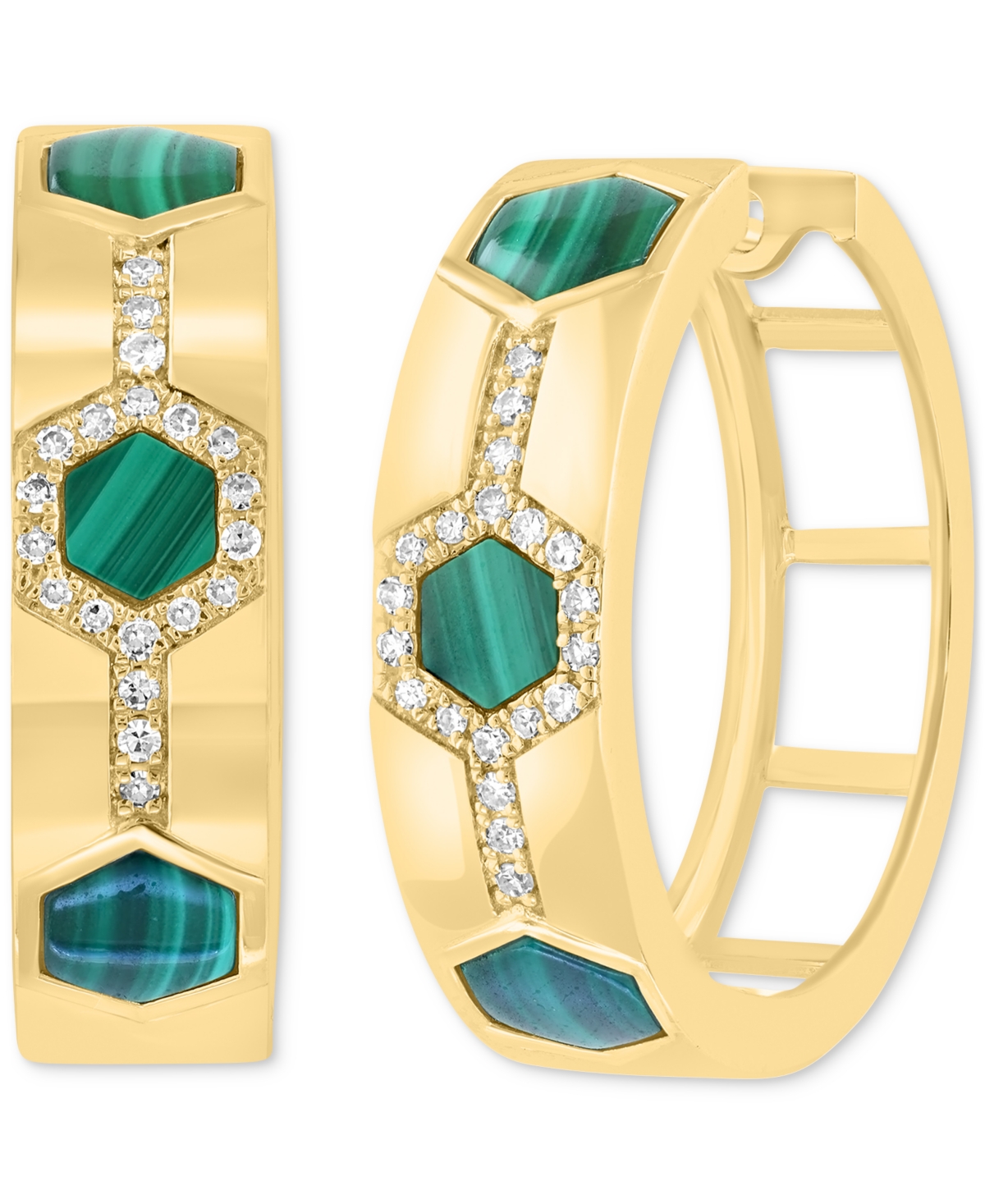 Click here for Effy Malachite & Diamond (1/6 ct. t.w.) Small Hoop... prices