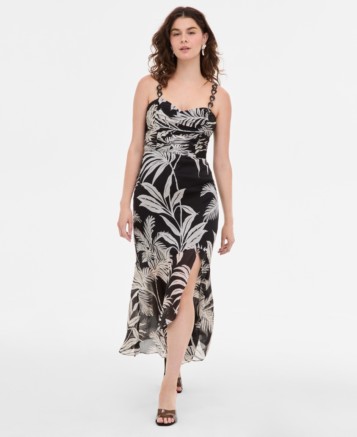 Click here for Guess Womens Stacie Printed Shirred Chain-Strap Dr... prices