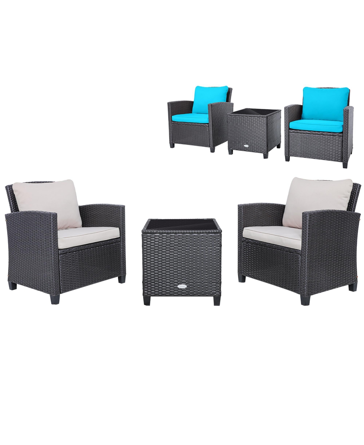 Click here for Gymax 3PCS Patio Outdoor Rattan Conversation Set G... prices