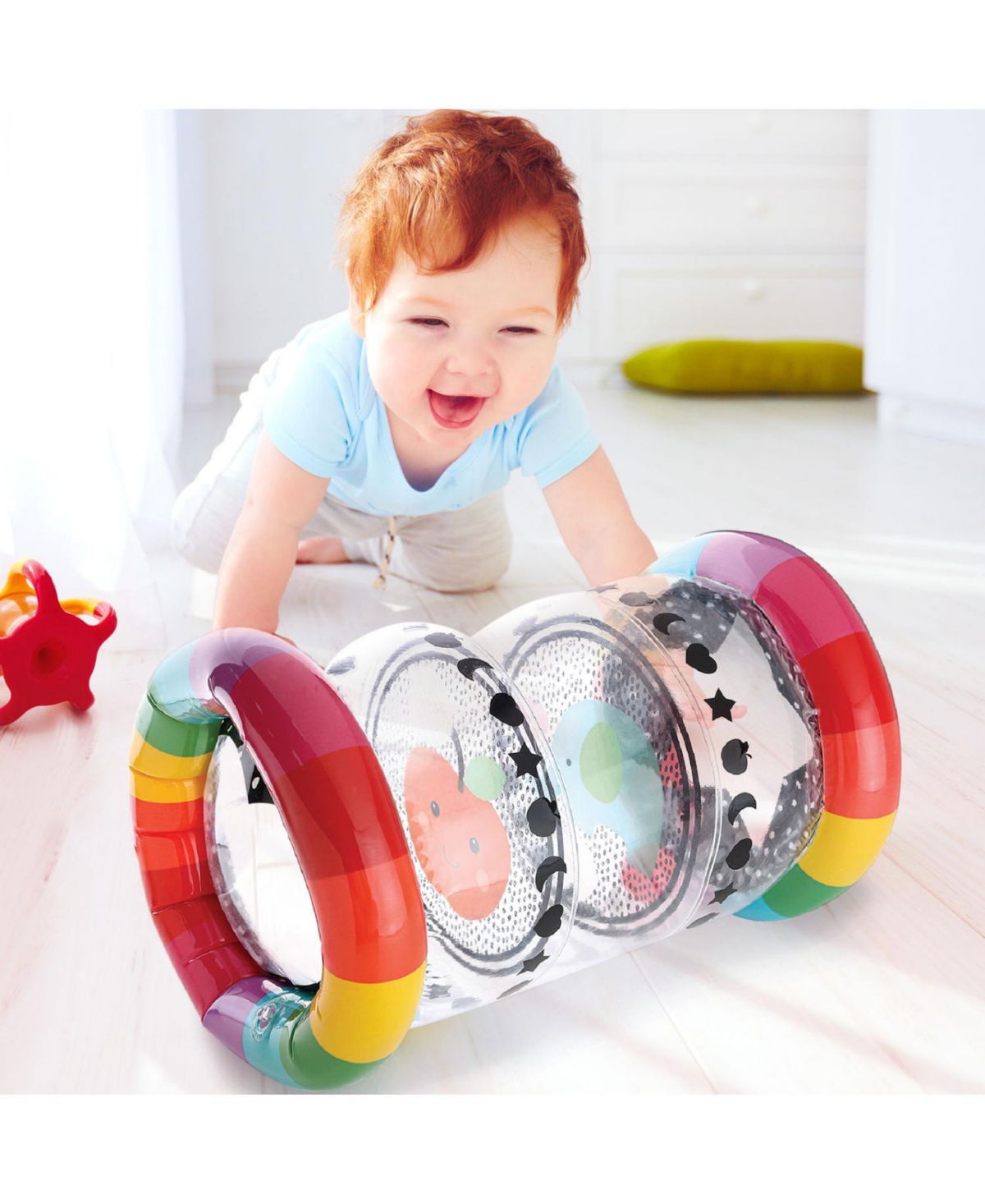 The Peanutshell Montessori Tummy Time Roller  Sensory Toy for Babies 6-12 months - Black/white/ red/yellow/green/blue