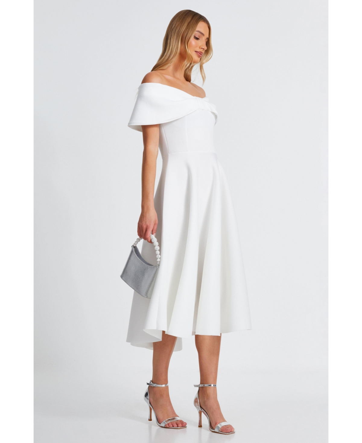 Click here for Quiz Womens Bow Detail Skater Dress - Ivory prices