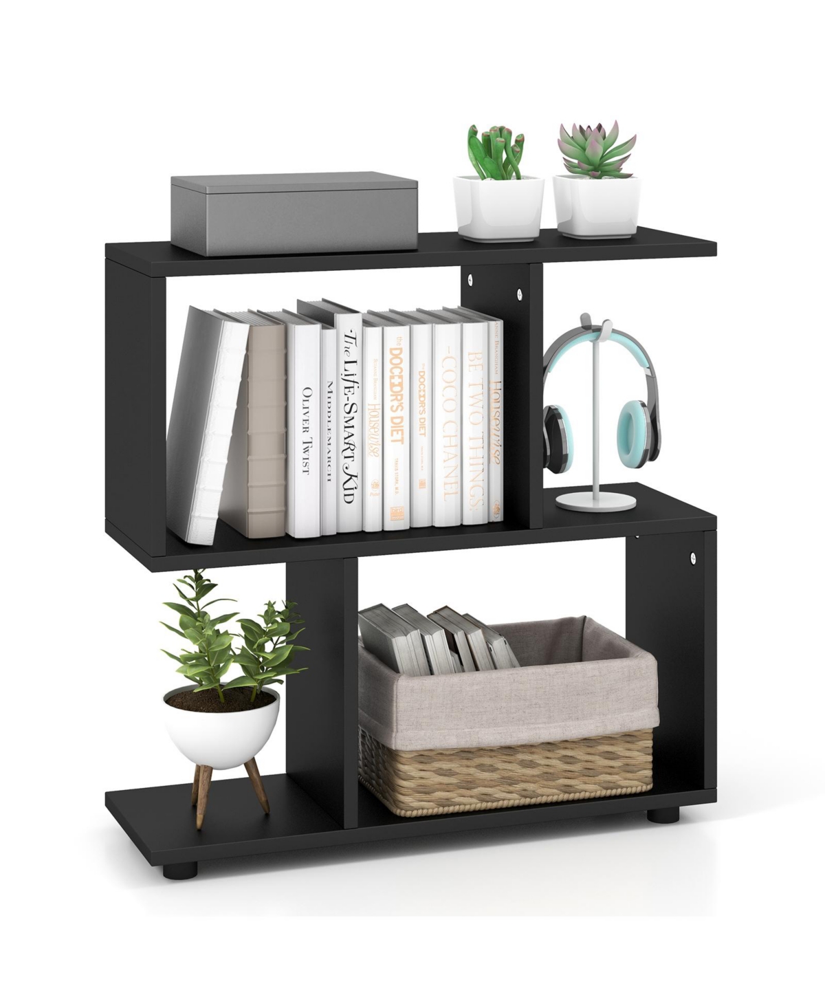 Click here for 24 Inch 3-Tier Geometric Bookshelf with Thick Foot... prices