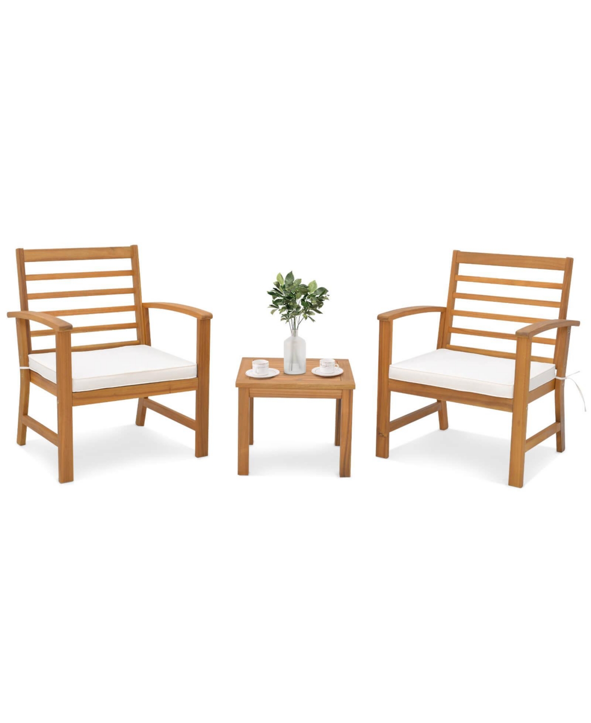 Click here for Gymax 3 Piece Outdoor Furniture Set Acacia Wood Co... prices
