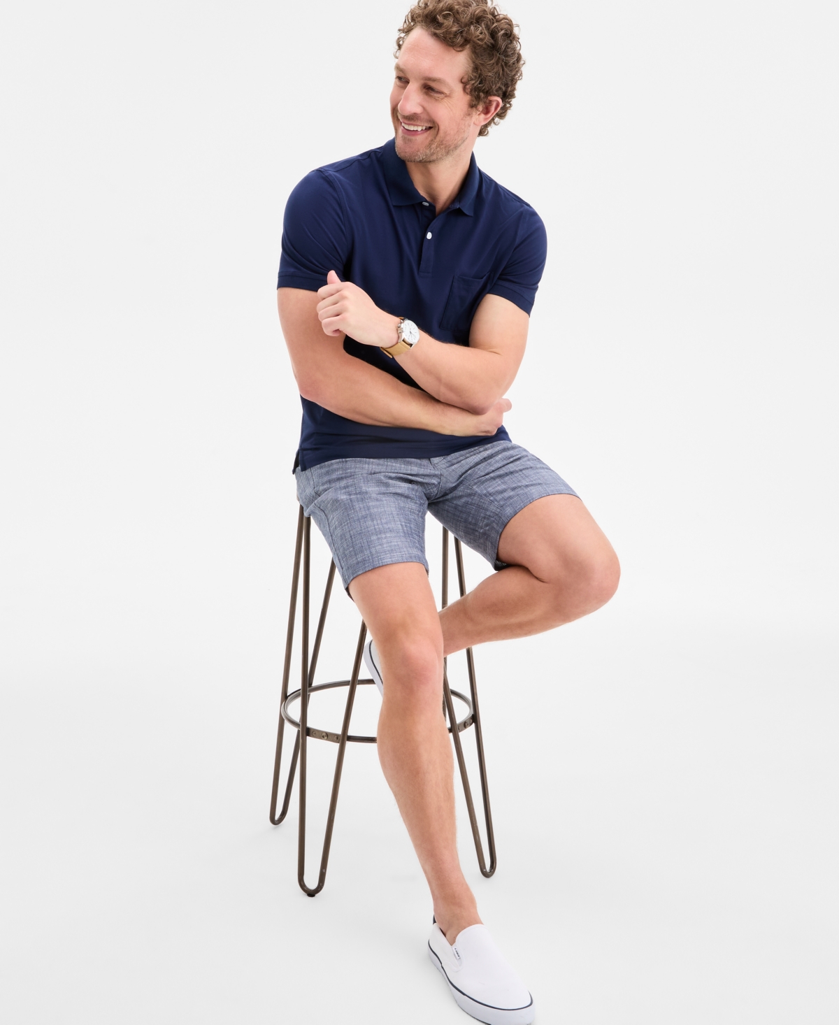 Click here for Club Room Mens Solid Jersey Polo with Pocket  Crea... prices